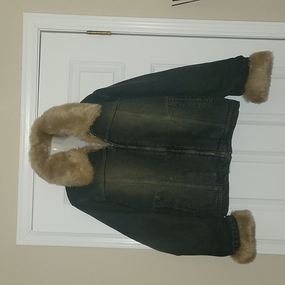 giacca | Jackets & Coats | Giacca Denim Jacket With Removeable Faux Fur ...
